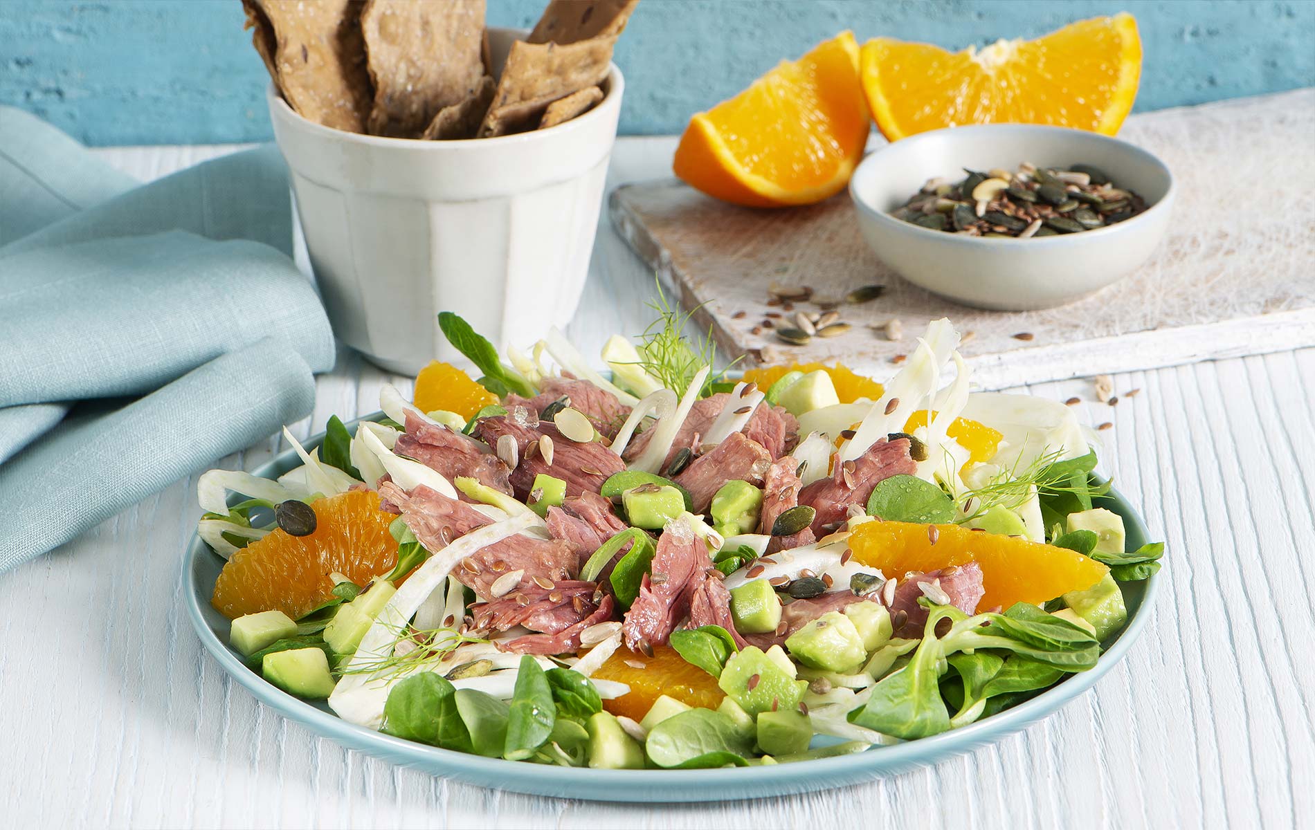 Insalata con Simmenthal, finocchi, avocado e arance - Simmenthal